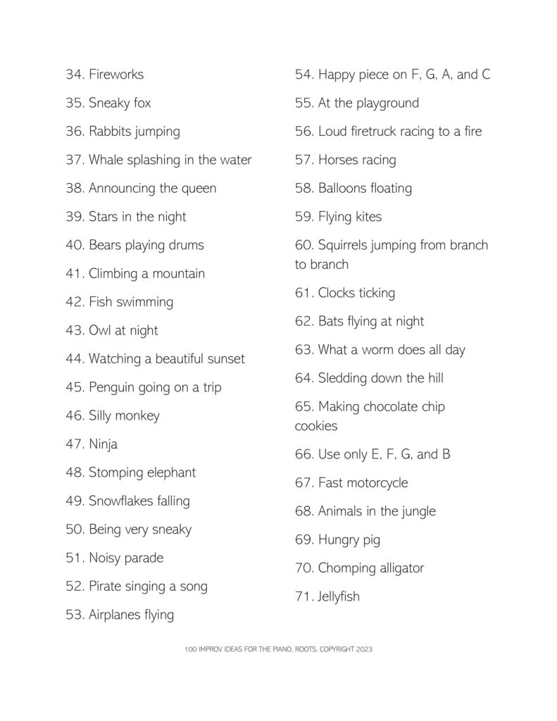 100 Improv Prompts for Piano – Roots