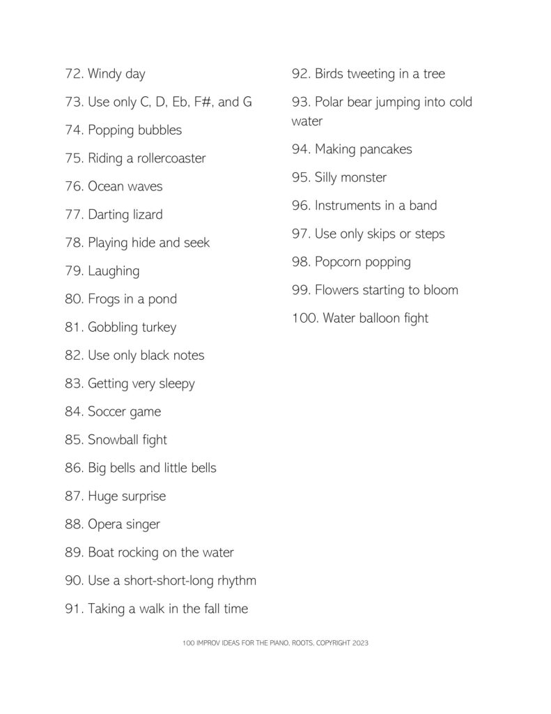 100 Improv Prompts for Piano – Roots